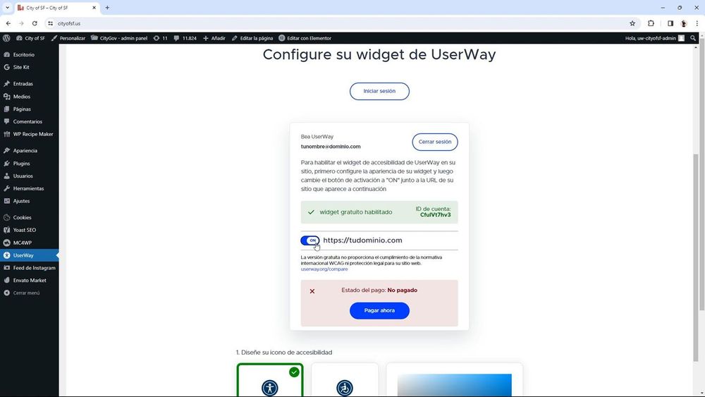 Plugin de Accesibilidad WordPress de UserWay - Instalación
