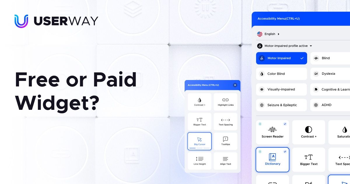 UserWay Free vs Paid Widget Comparison